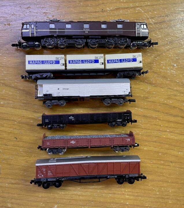Preowned Kato N EF58 locomotive and 5 large Fleischmann Freight wagons ...