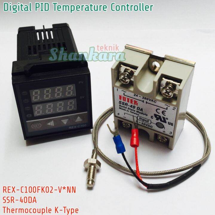 Paket C100 Digital PID Temperature Controller kit include SSR-40DA 40A 40 Ampere dan Sensor ...