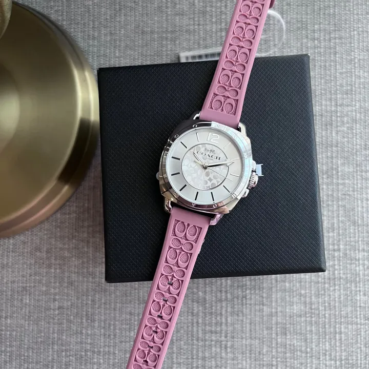 ของแท้ 100% นาฬิกาข้อมือ Coach Ladies Boyfriend สายยาง สายซิลิโคนสีชมพู ...