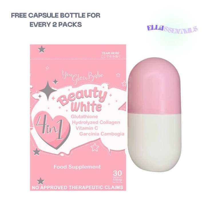 YOU GLOW BABE Beauty White 4in1 Glutathione Hydrolyzed Collagen Vitamin C Garcinia Cambogia ...