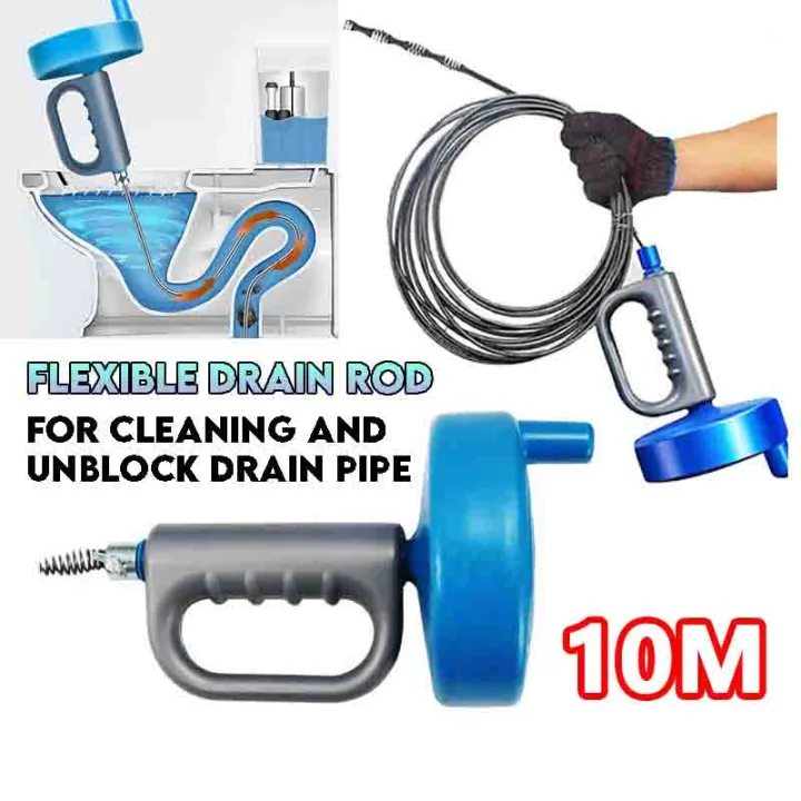 10M Steel Plumbing Clog Drain Remover Tool Drain Snake Pipe Dredging ...