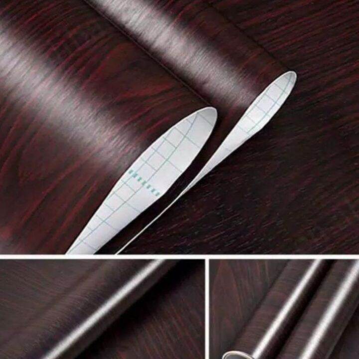 Wallpaper Dinding Kayu Sticker Dinding Kayu Pernis Coklat Tua Lazada