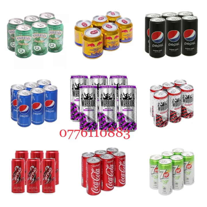 [lốc 6 lon] Nước giải khát Pepsi/sting/coca/7up/mirinda/bò húc | Lazada.vn