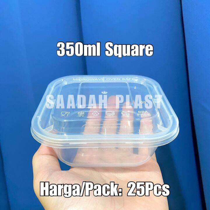 (ISI 25) Thinwall Kotak 350ML Square / Food Container Tebal Kotak Makan ...