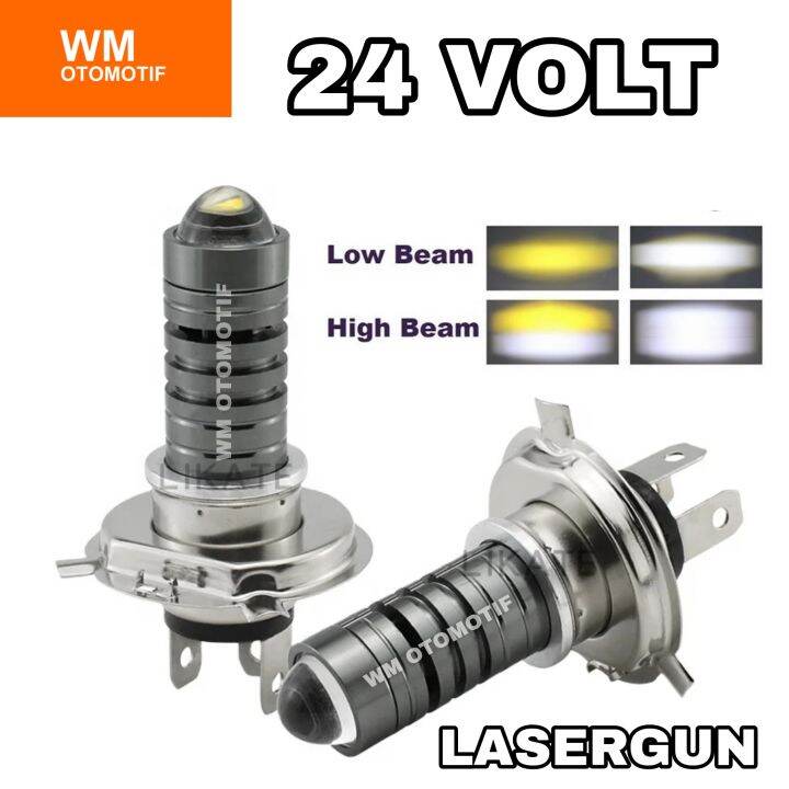 Lampu LED Utama Depan 24 Volt H4 Laser Gun D2 High Low 2 Warna Putih ...