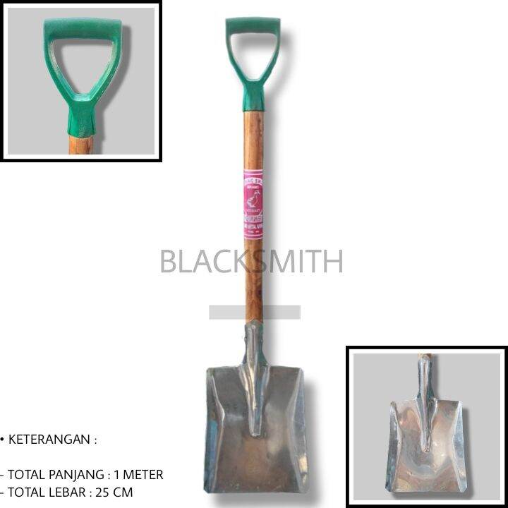 Sekop stainless gagang kayu panjang 1 meter lebar 25cm - Singkup ...