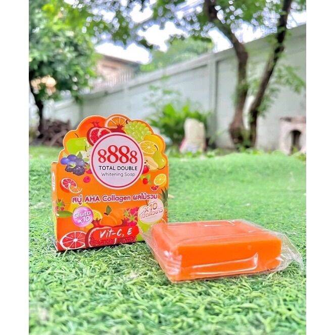 สบู่ 8888 Total Double Whitening soap สบู่เร่งผิวขาวผลไม้รวม | Lazada.co.th