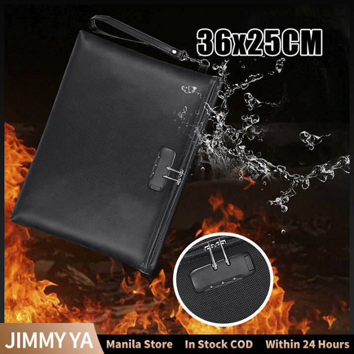 Fireproof Document Bag with Lock Waterproof File Bag for Letter ...