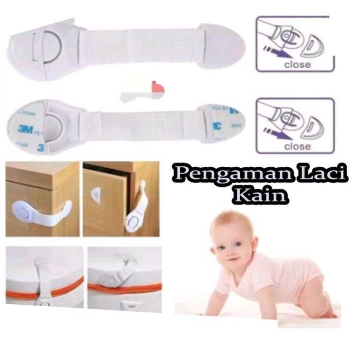 Pengaman Pengunci Lemari Laci Kulkas Drawer Safety Belt Lock Model Kain ...