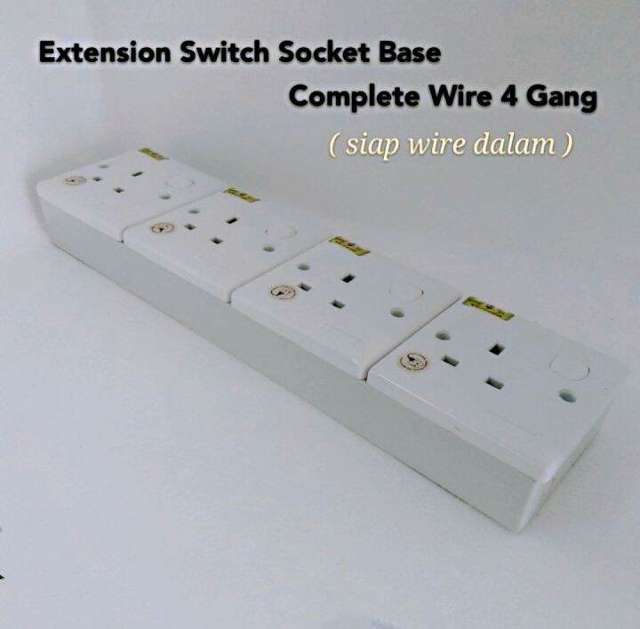 Extension Trailing Socket 4 Gang Complete With Wire (siap wire dalam ...