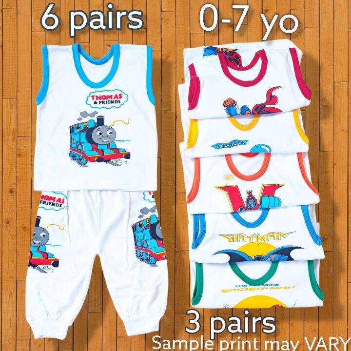 6 pairs Sando Pajama clothes for baby-kids 0-7 yrs old (6 pairs/3pairs ...