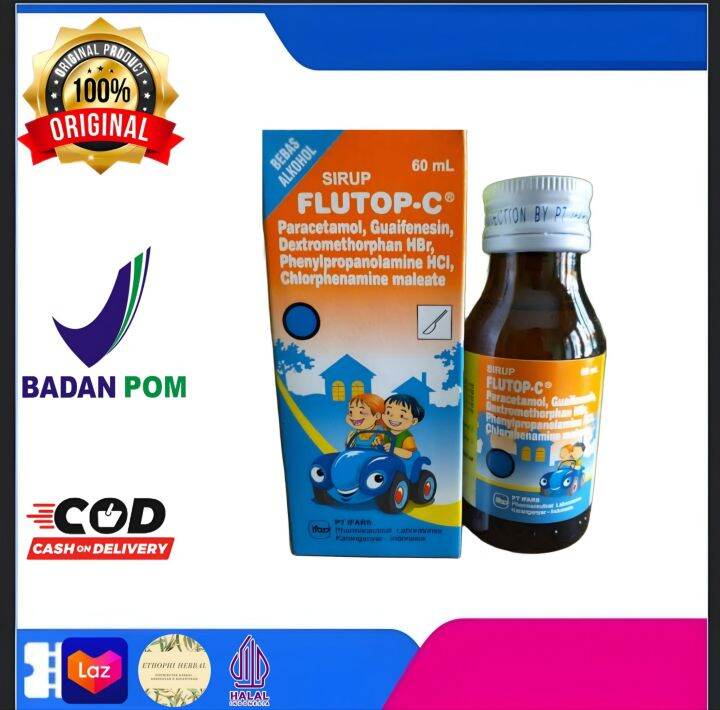Flutop C Sirup 60 ml - Obat Batuk Pilek Anak Rasa Jeruk BPOM Halal MUI ...