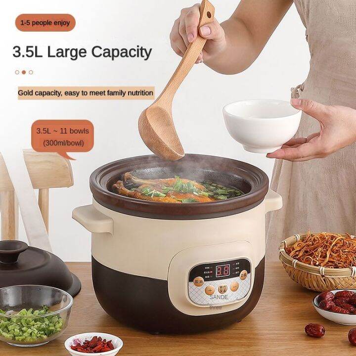 Slow cooker pot with timer ceramic electric cooking stew pressure ...