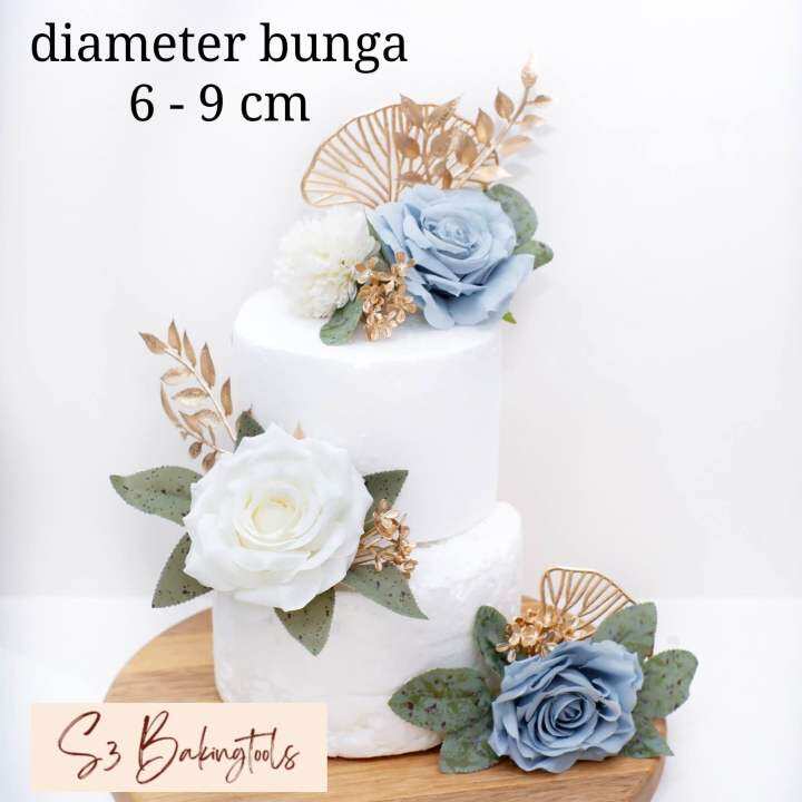 Cake Topper hiasan kue artificial premium blue white set | Lazada Indonesia