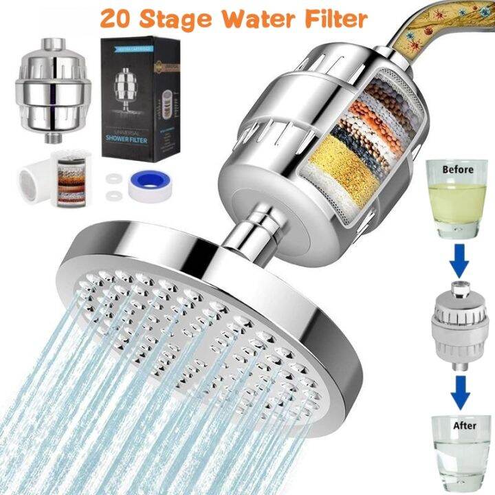 20 Stage Shower Hard Water Purification Filter Showerhead Activated Carbon Water Purifier ...