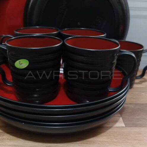 12 GELAS MUG SET PIRING RAMEN TWO TONE TEBAL DAN AWET | Lazada Indonesia