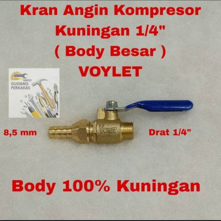 Kran Angin Kompresor 1/4" VOYLET - Stop Keran Angin Kuningan Valve ...