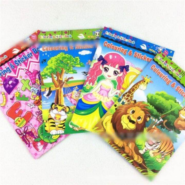 MJ88 Buku Mewarna Anak Karakter Kartun +Stiker Kecil /Buku Gambar ...