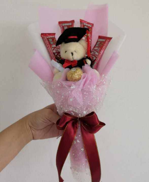 Graduation bear bouquet with kit Kat and Ferroro ROCHER | Lazada.co.th