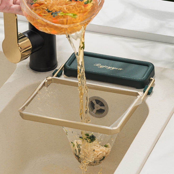 Yo🏠 Kitchen sink filter rack drainage rack foldable leftovers filter ...