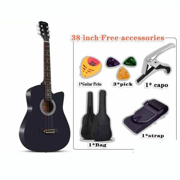 PLAYOU Guitar for Beginners 38 inch With Bag Acoustic Guitar 38 inch ...