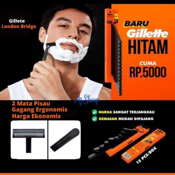 Gillete London Bridge Black Disposable Razor | Pisau Cukur Hitam ...
