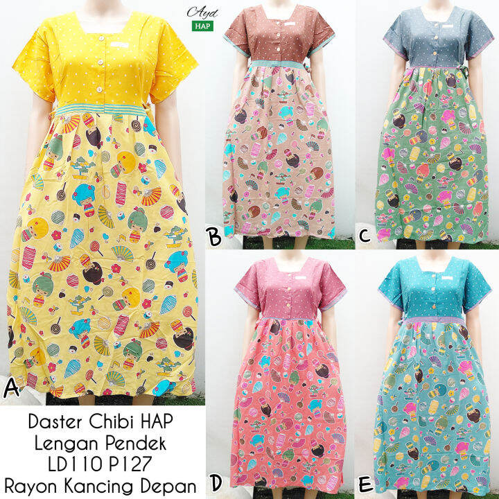 Daster Chibi HAP lengan pendek kancing depan busui friendly | Lazada ...
