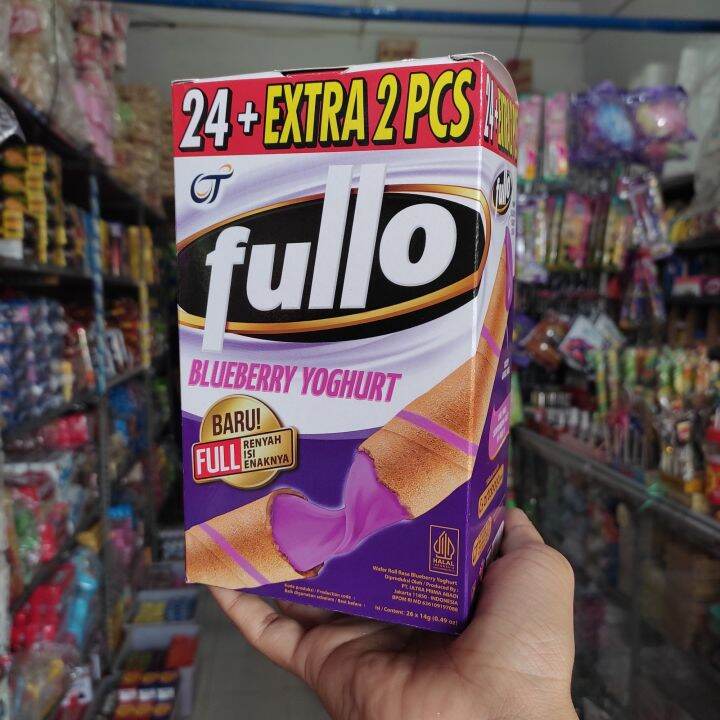 Fullo Wafer Roll Long Blueberry Yoghurt isi 24 + EXTRA 2 PCS | Lazada ...