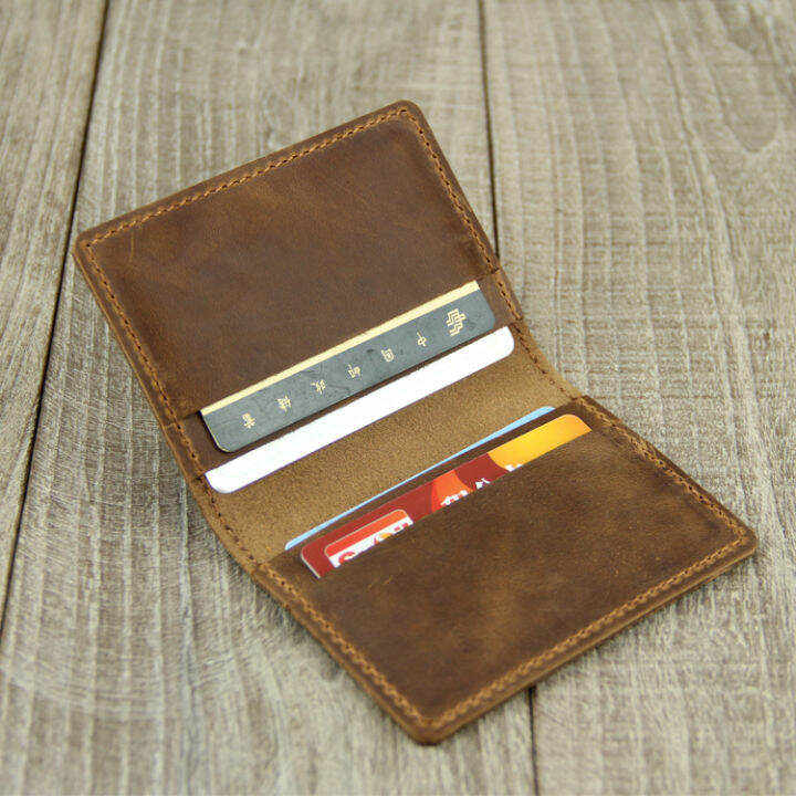 Naro Crazy Horse Leather Handmade Card Holder Full-grain Leather Coin ...