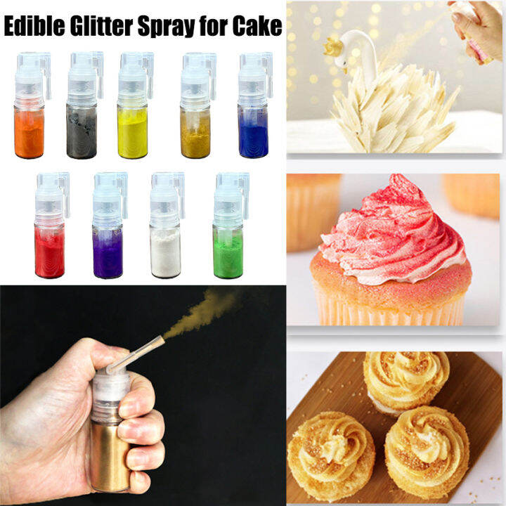 9 Colors Edible Glitter Spray for Cake Fondant Macaron Chocolat Cake ...