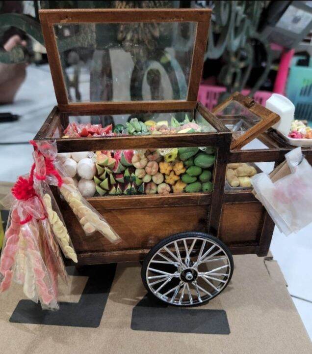 MINIATUR GEROBAK RUJAK MANIS CLAY | Lazada Indonesia