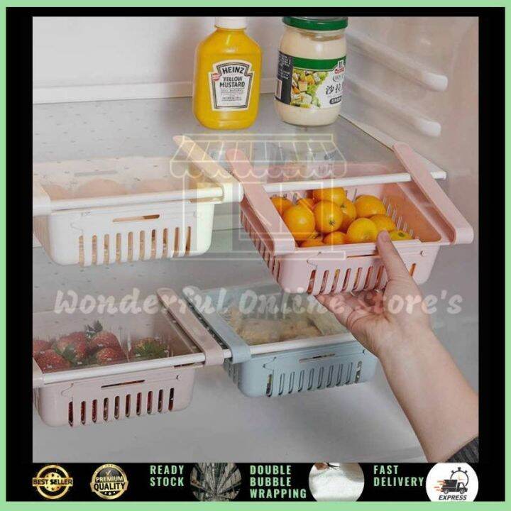 Adjustable Fridge Storage Basket Expandable Fridge Storage Rack Plastic ...