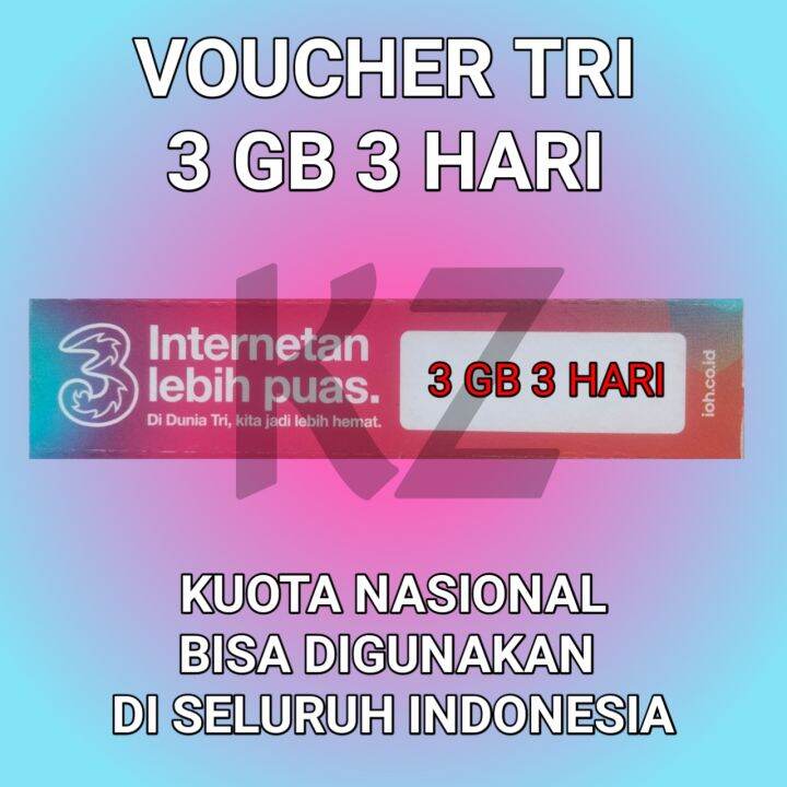 (9 PCS) Voucher TRI 3 GB 3 Hari | Lazada Indonesia
