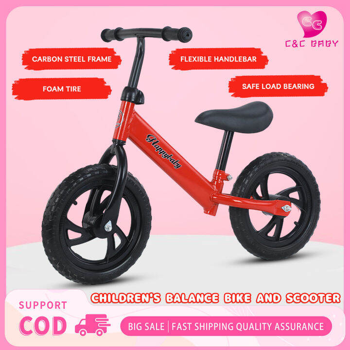 C&C Pedal-Free Balance Bike Toddler 2 Wheel Steel Frame Children Kids Suitable for 2-5 Years Old ...