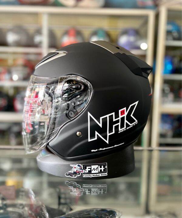 HELM NHK R6 SOLID BLACK DOF (HITAM DOF) HELM HALF FACE TERBARU 2022 ...