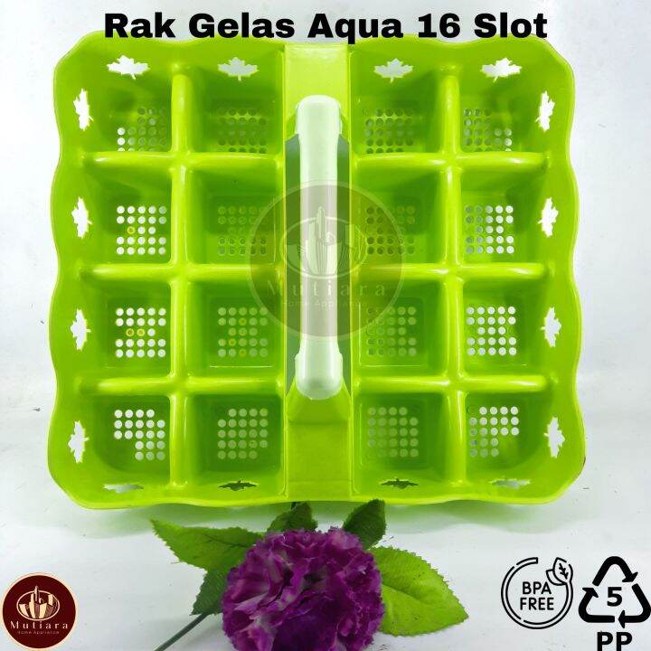 Rak Aqua Gelas 16 Lubang Slot | Box Tempat Minum | Wadah Botol Air ...