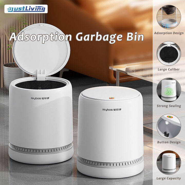 JustLiving 12L Push-to-open Rubbish Bin with Cover Kitchen and Bathroom ...