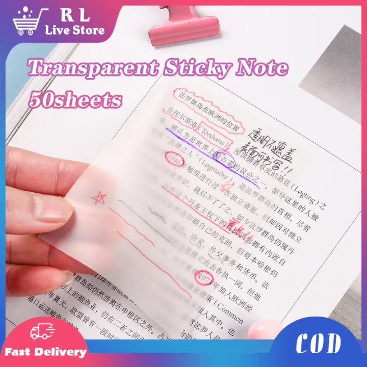50 Sheets Transparent Sticky Note Pads Clear Self-Adhesive Memo Message ... 50 Sheets Transparent Sticky Note Pads Clear Self-Adhesive Memo Message ...