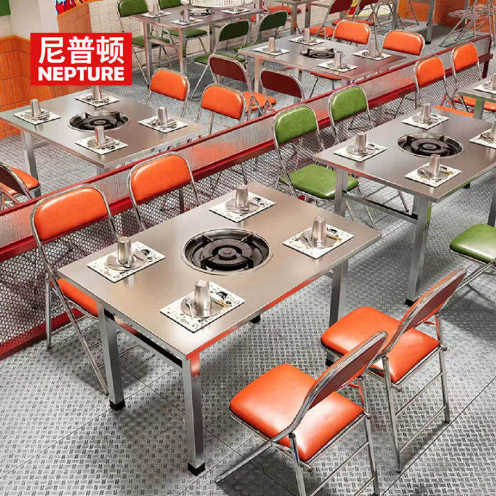 Stainless Steel Barbecue Hot Pot Table Commercial Gas Liquefied ...