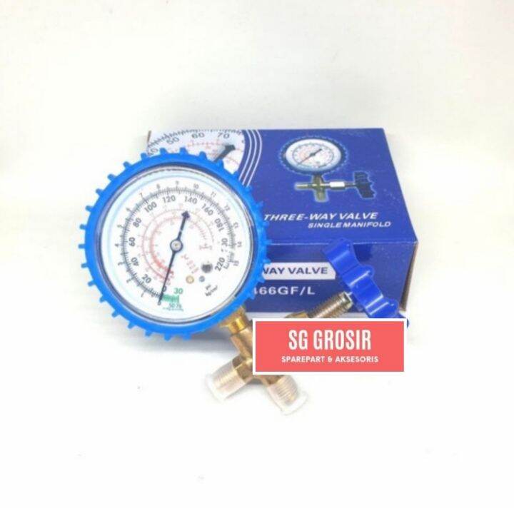 Manifold single R22 220 psi / alat ukur testing tekanan freon R12-134a ...