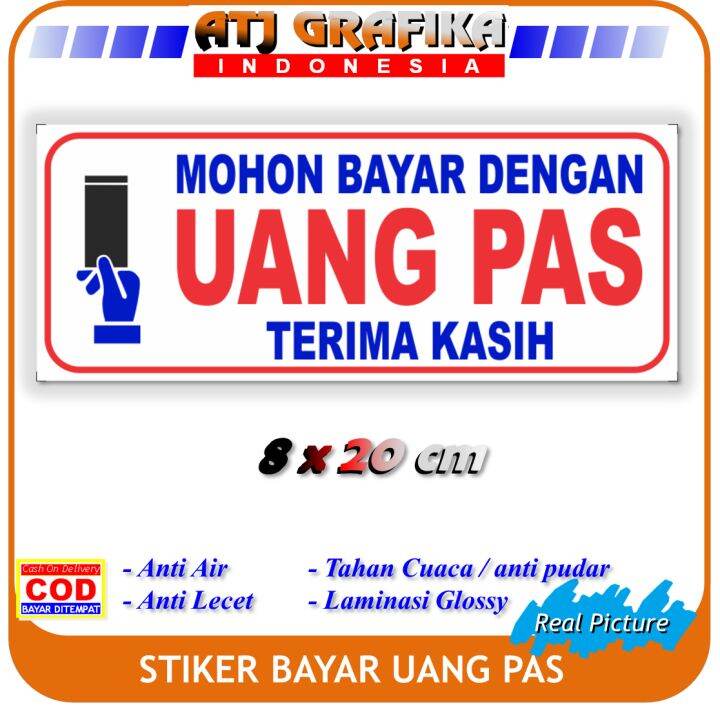 Stiker bayar uang pas sticker pembayaran toko kantor dll | Lazada Indonesia