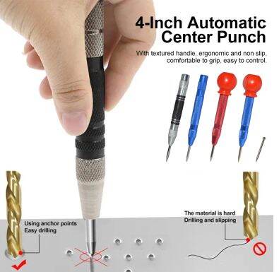 VOVA 4-Inch Automatic Center Punch Adjustable Impact Spring Loaded ...