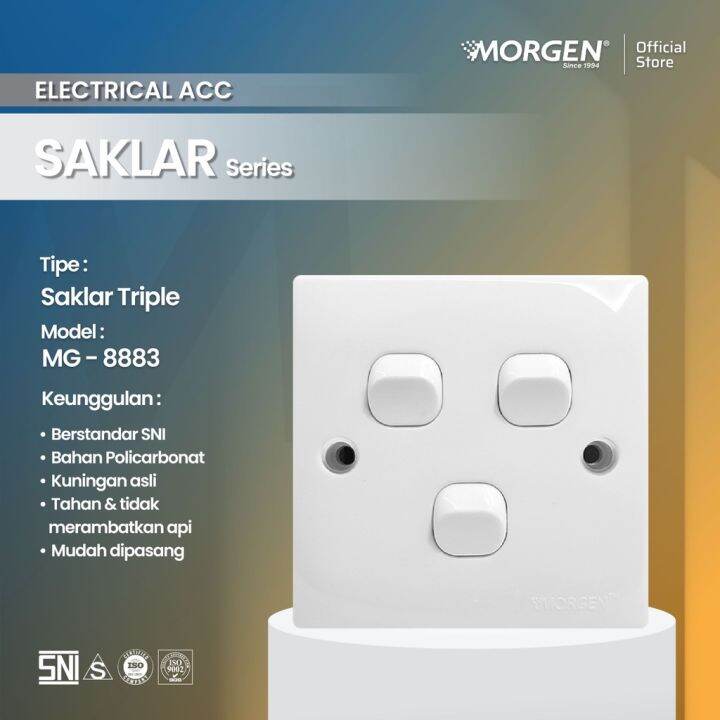saklar triple saklar 3 gang IB model Clipsal Morgen/Lenka MG8883 ...