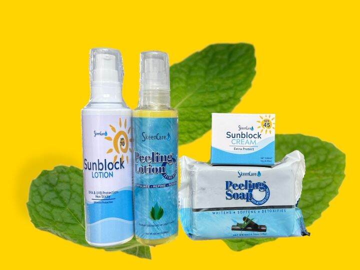 SKEENCARE Peeling Lotion Set with Sunblock Lotion 120ml + Peeling Soap ...