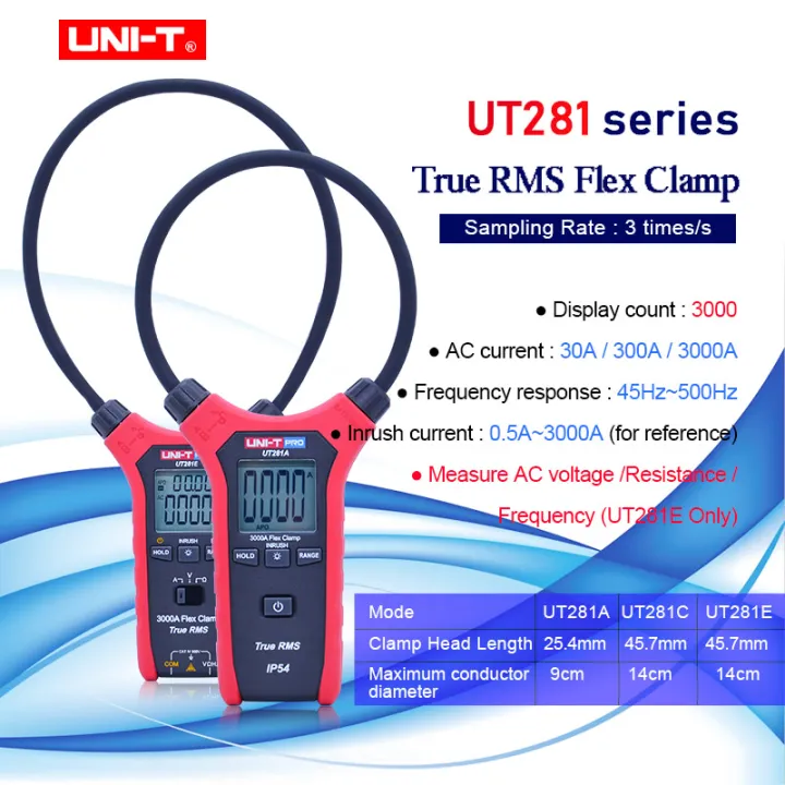 UNI-T UT281A/UT281C/UT281E True RMS Smart AC 3000A Flexible Clamp Meter ...
