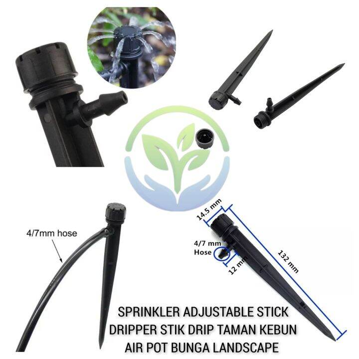SPRINKLER ADJUSTABLE STICK DRIPPER STIK DRIP TAMAN KEBUN AIR POT BUNGA ...