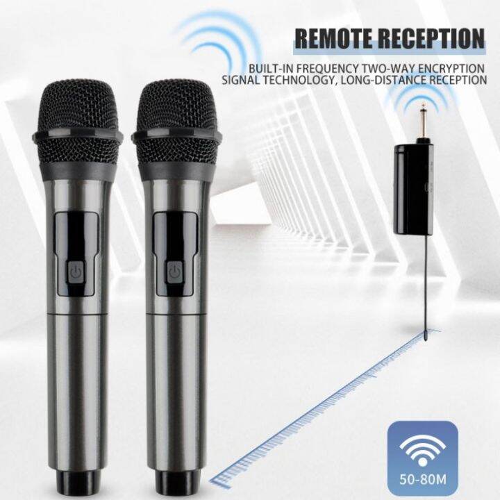 Wireless Microphone Dual Mike UHF Karaoke Handheld with Rechargeble ...