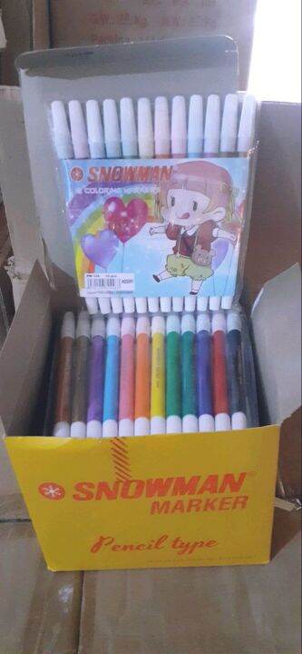 spidol snowman 12 warna/12 pack spidol anak warna permanen | Lazada ...