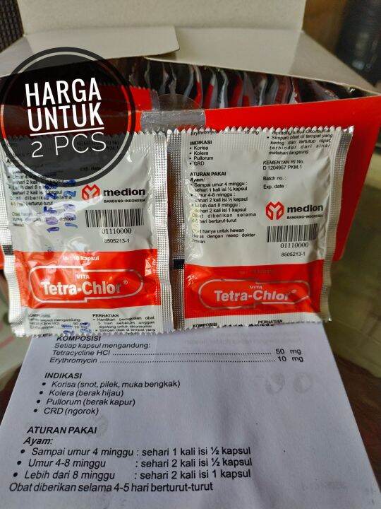TETRA CHLOR sachet obat unggas ayam sakit 2 sachet isi 10 kapsul per sachet | Lazada Indonesia