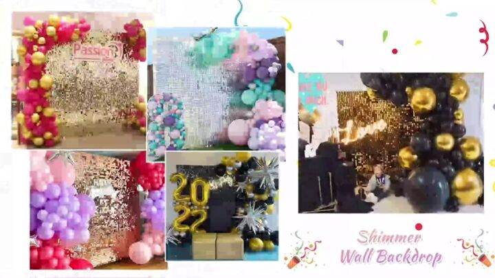 Party Shimmer Wall Panel Backdrop Silver Gold Sequin Sequence Wall ...